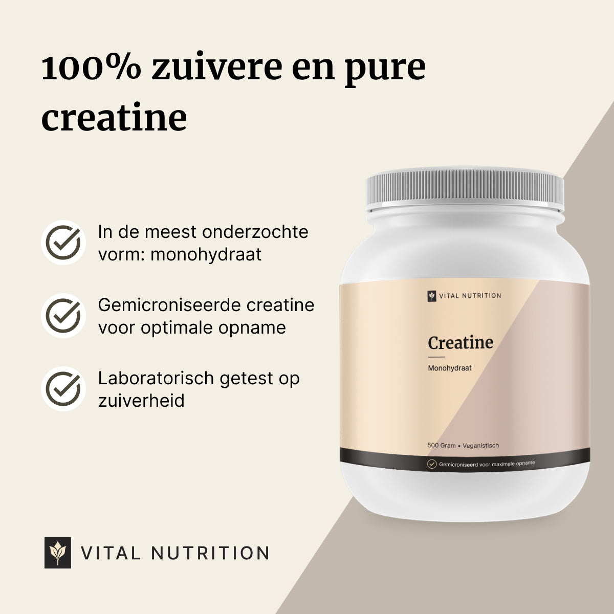 Creatine Monohydraat - 500 gram poeder | Vital Nutrition
